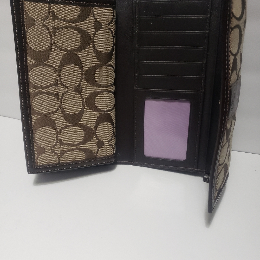 Coach Signature Canvas Checkbook Wallet - Gem